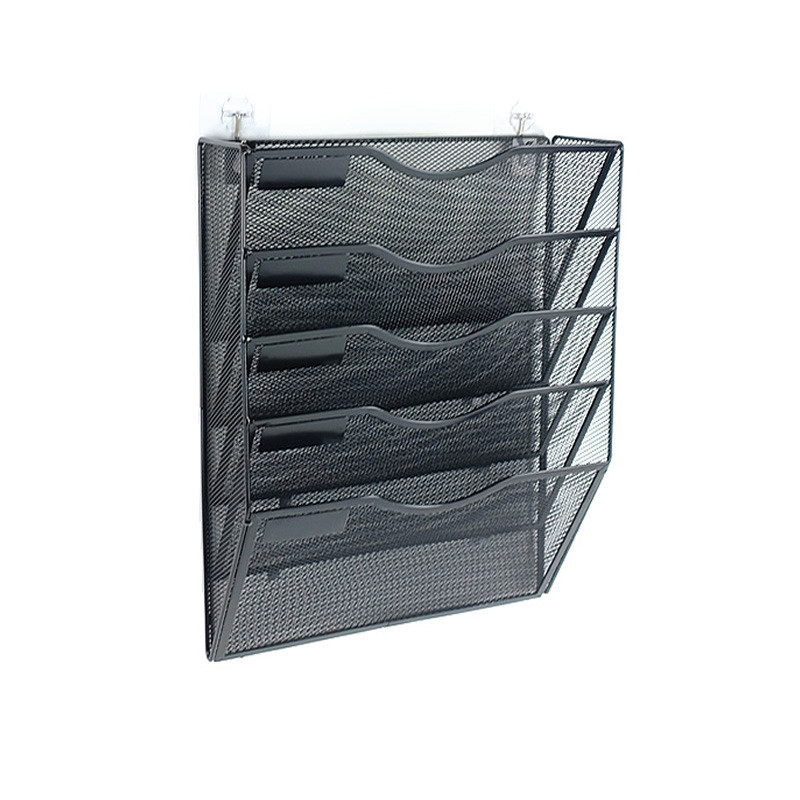 Jual 5 Pockets Mesh Wall File Holder Office Hanging File Folder File ...