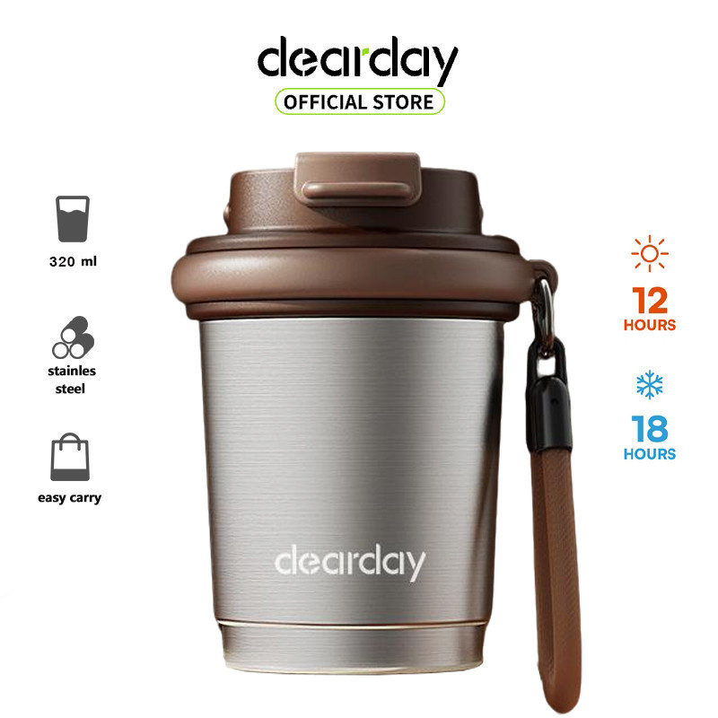 Jual Dearday Portable Coffee Cup 320 ML 316 Stainless Steel + Ceramic D ...