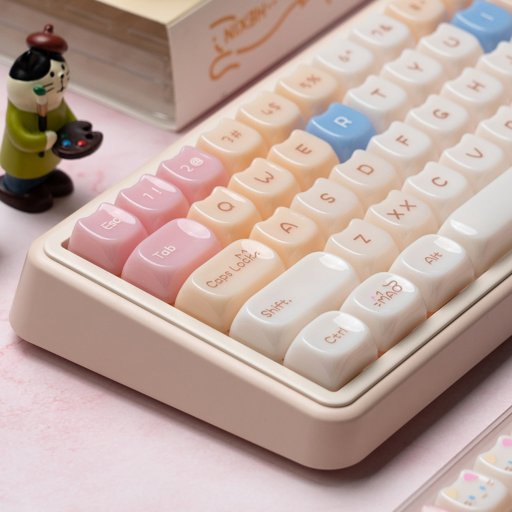 Jual 148 Keys MAO Profile Pink Cat PBT Keycaps Customs Dye Sub Key caps ...