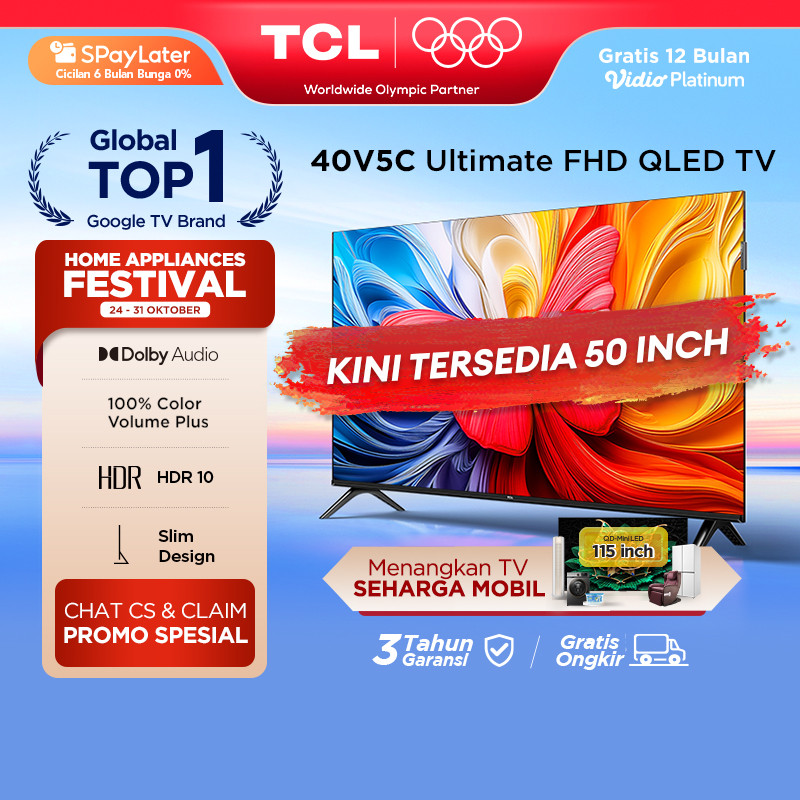 Jual [Flash Sale] TCL Ultimate QLED FHD TV 40 inch V5C - HDR 10 - Dolby ...