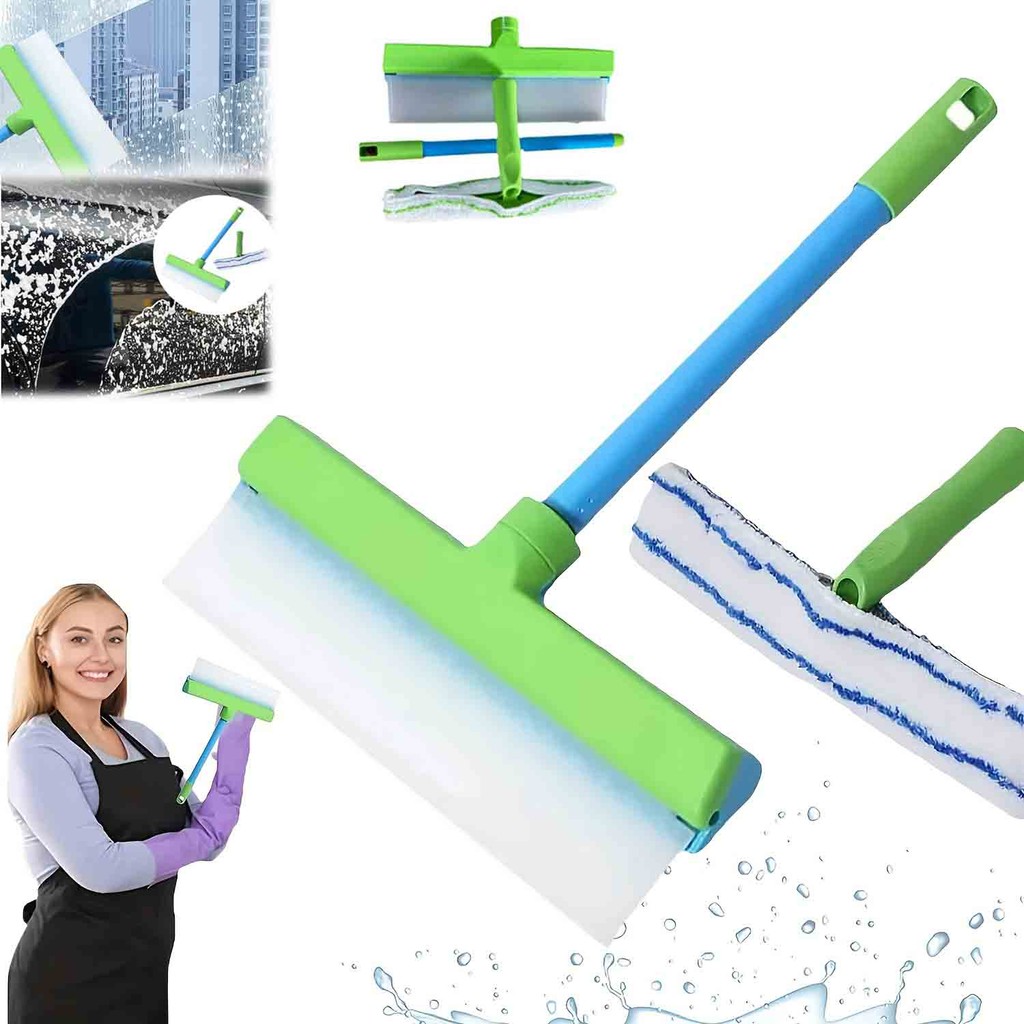 Jual 1 Set Silicone Window Squeegee Kit Rotatable Microfiber Cleaning ...