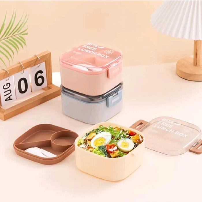 Jual 88818 Lunch Box 2 Tingkat Sun Smile BPA free 1000 ml /Tempat Makan ...