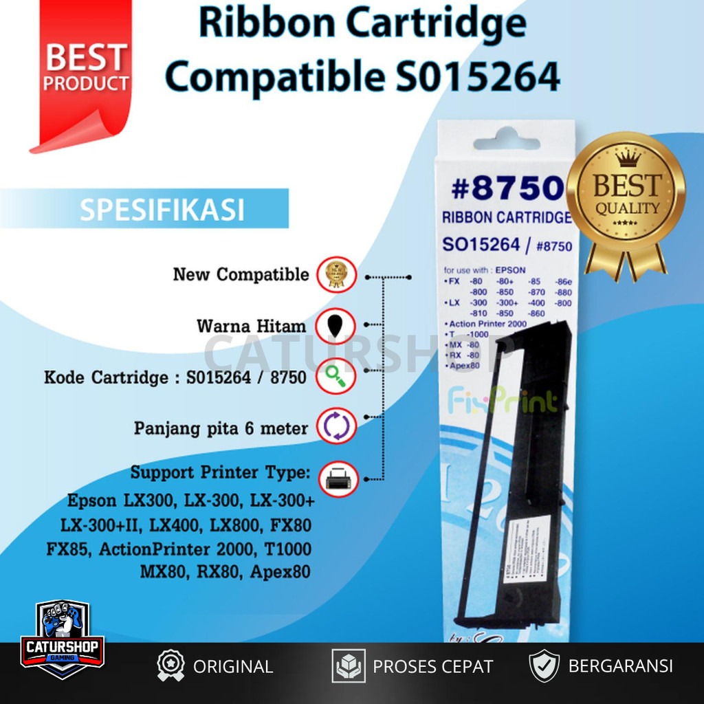 Jual Epson SO15264 8750 Pita Ribbon Cartridge Printer LX300 LX300+II LX ...