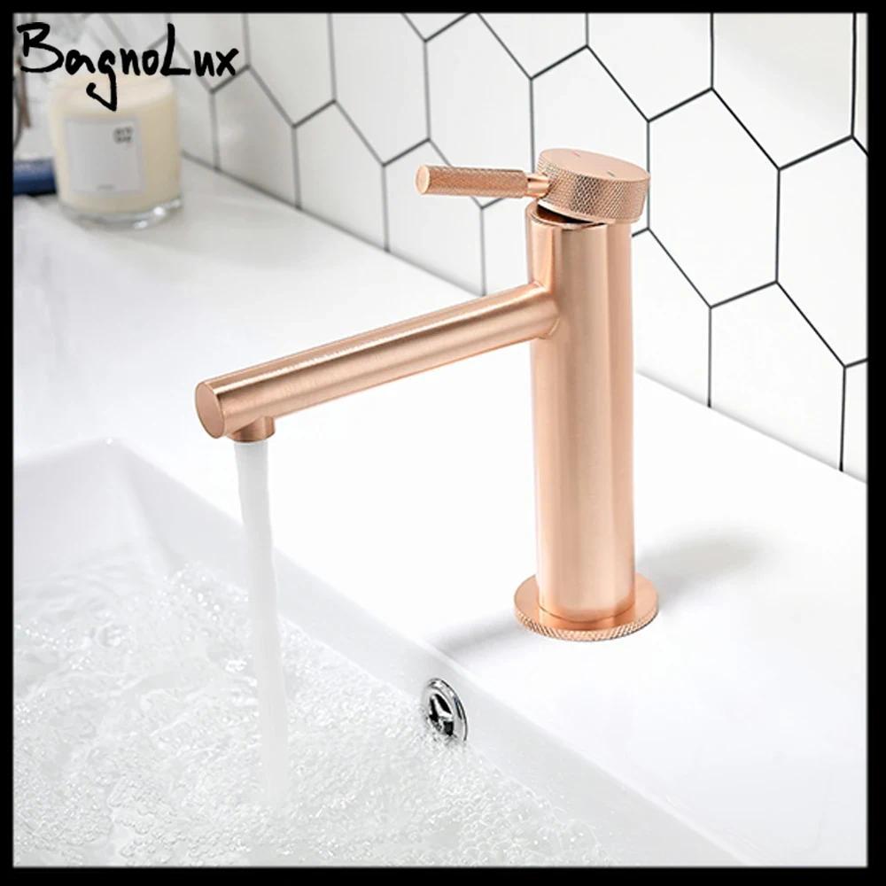 Jual BADABEST Brushed Rose Gold Basin Faucet Ceramic Cartridge Brass ...