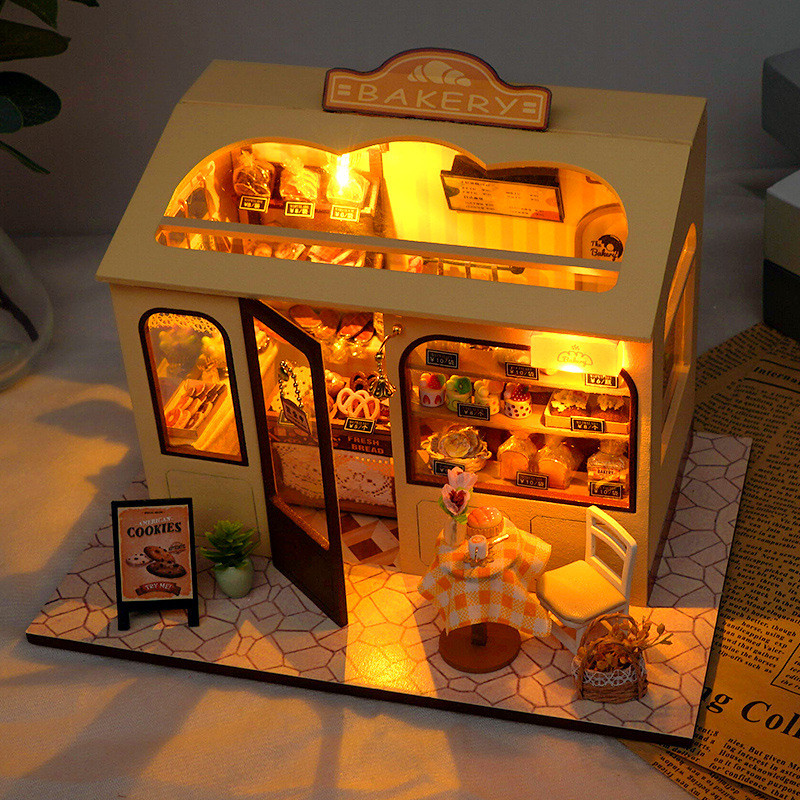 Jual DIY Wooden Mini Bakery Building Model - 3D Puzzle Micro Landscape ...