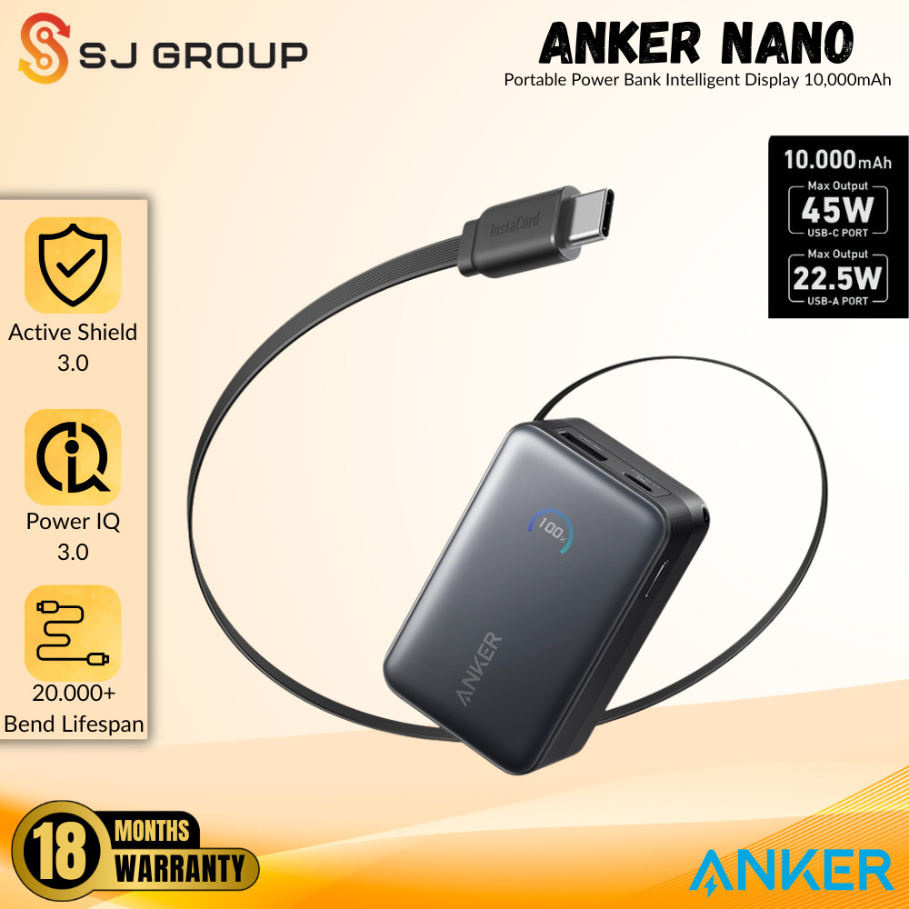 Jual Anker Nano Portable Power Bank Intelligent Display 10.000 mAh with ...
