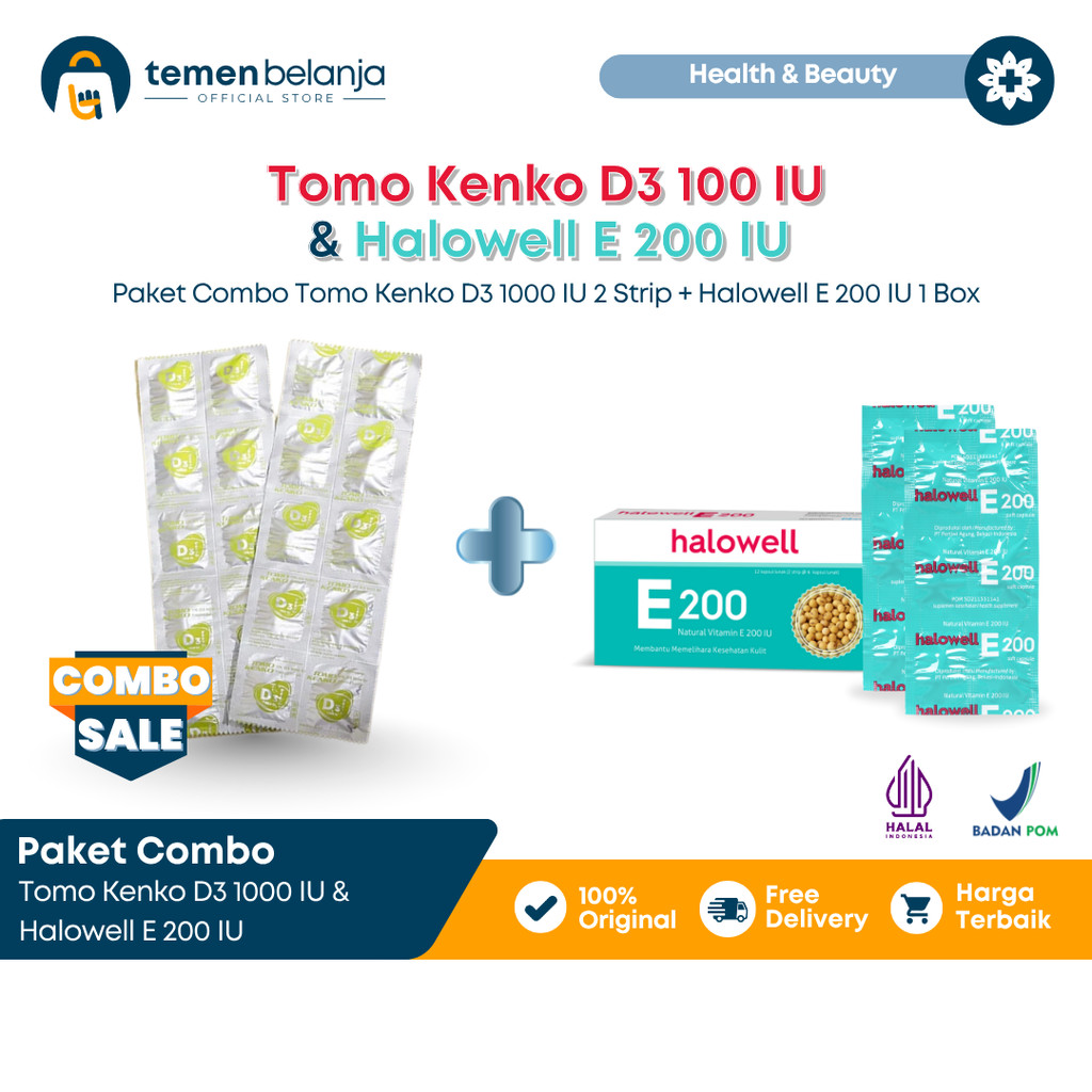 Jual [ Paket Combo ] Tomo Kenko D3 1000 IU 2 Strip & Halowell E 200 IU ...