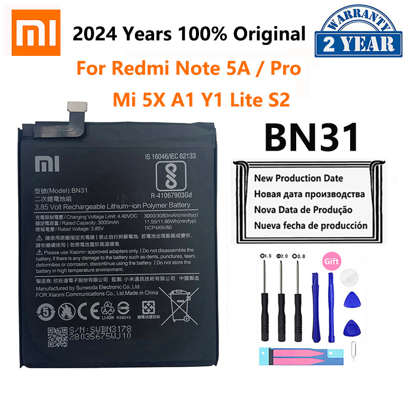 Jual 100% Original Phone Battery For Redmi Note 5A Prime S2 Battery ...