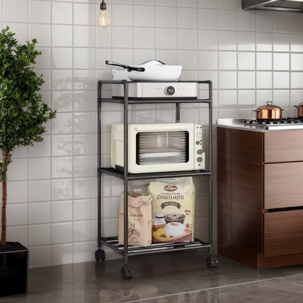 Jual Multi Story Kitchen Shelves Floor Standing Storage Racks Kitchen ...
