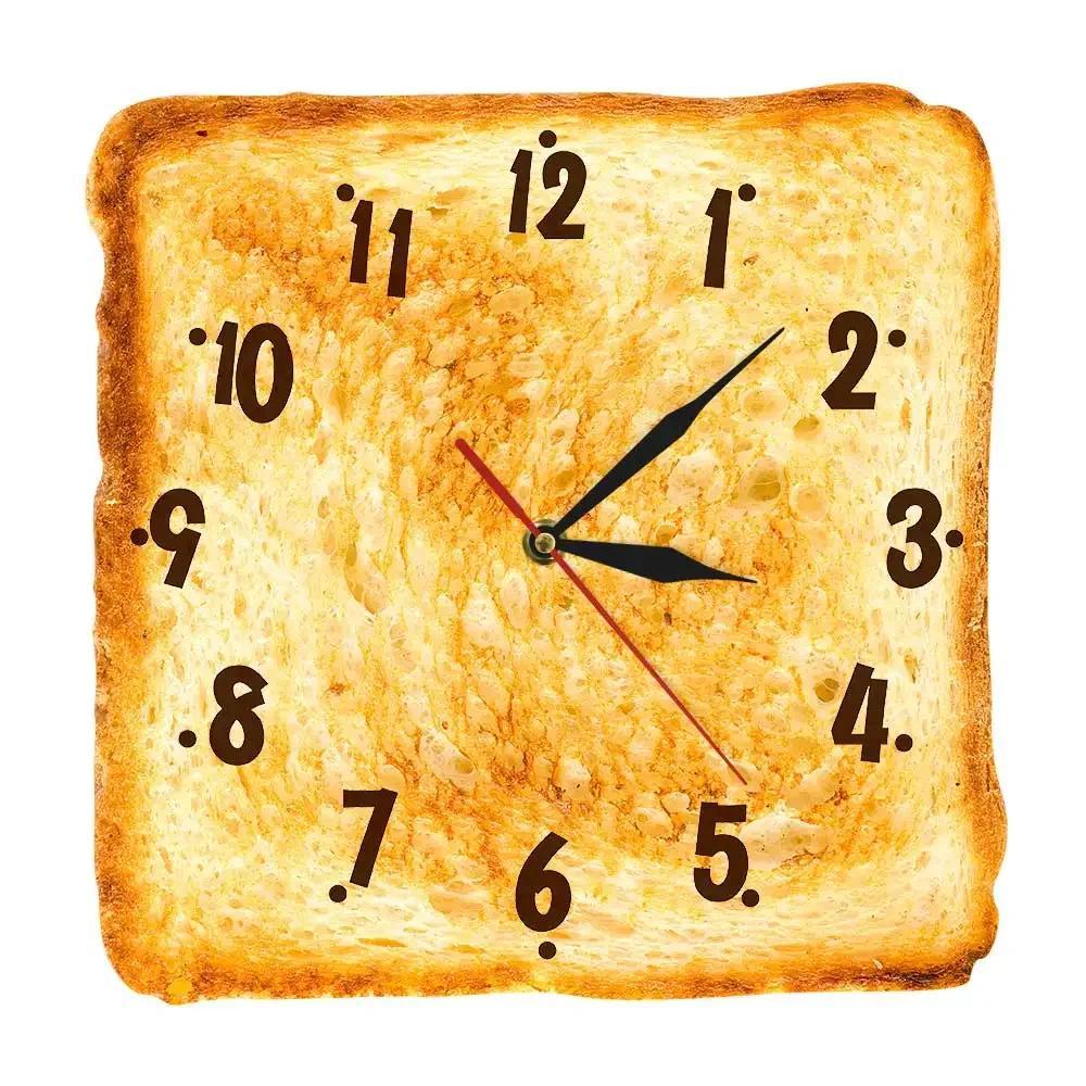 Jual Gourmet Home Decor Realistic Toasted Bread Wall Clock Bakery Sign ...