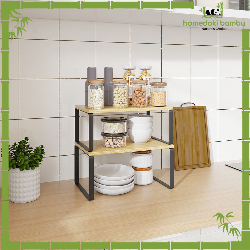 Jual Homedoki Bambu-Rak Susun Serbaguna/Rak Piring/Rak Dapur/Rak 2 ...
