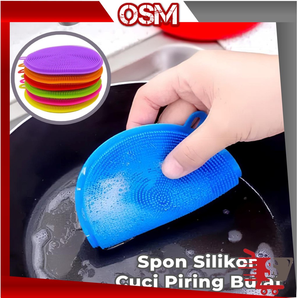 Jual OSM - H5060 Spon Silikon Cuci Piring Bulat / Sponge Cuci Piring ...