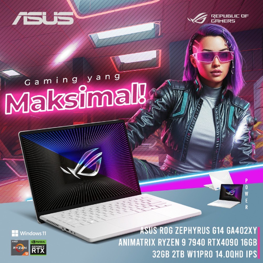 Jual ASUS ROG ZEPHYRUS G14 GA402XY ANIMATRIX RYZEN 9 7940 RTX4090 16GB ...