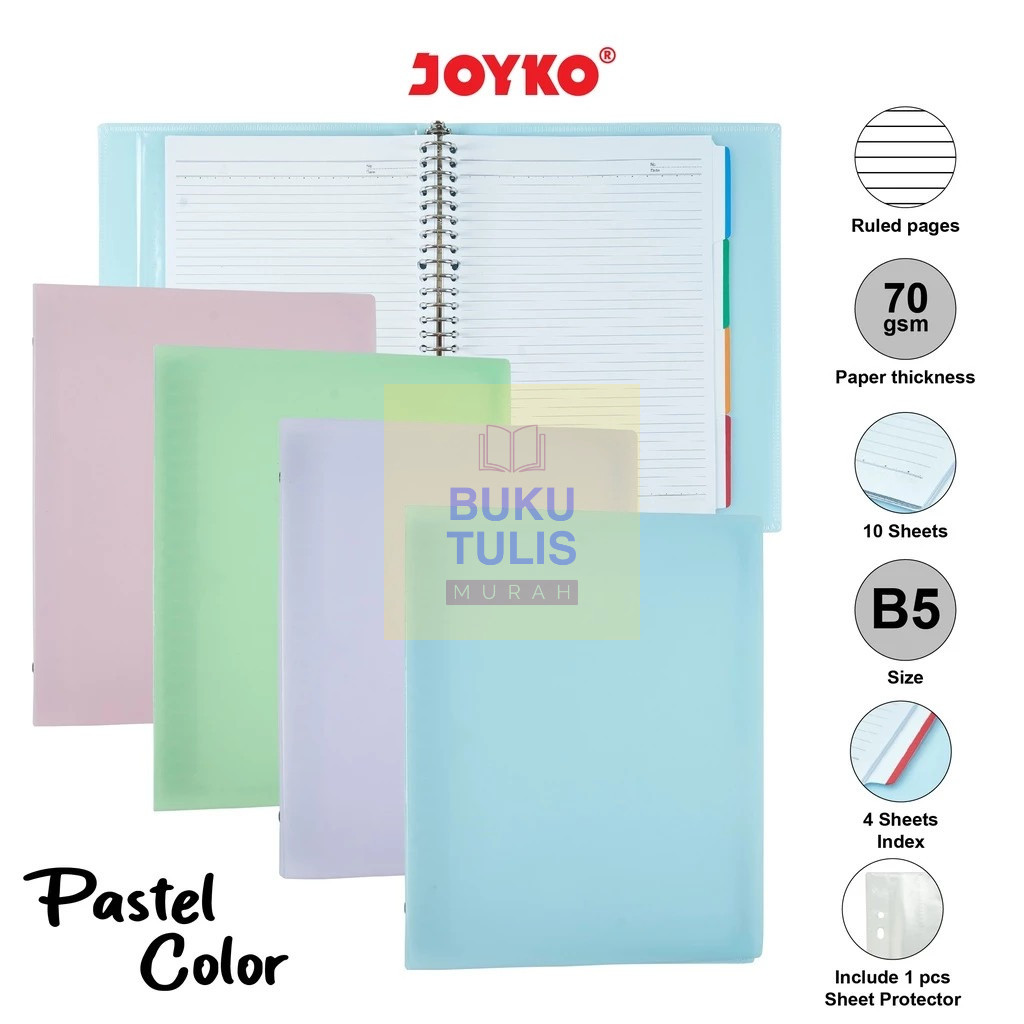 Jual Map Binder B5 Joyko Pastel Pink Green Blue Purple 26 Holes ...