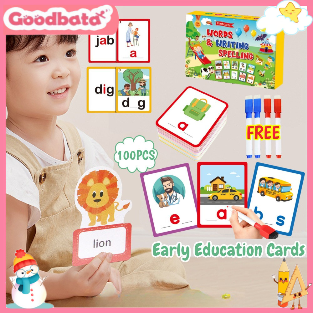 Jual 100PCS Kids CVC English Alphabet Letter Tracing Flash Card Handwritten Toy With Pen ...