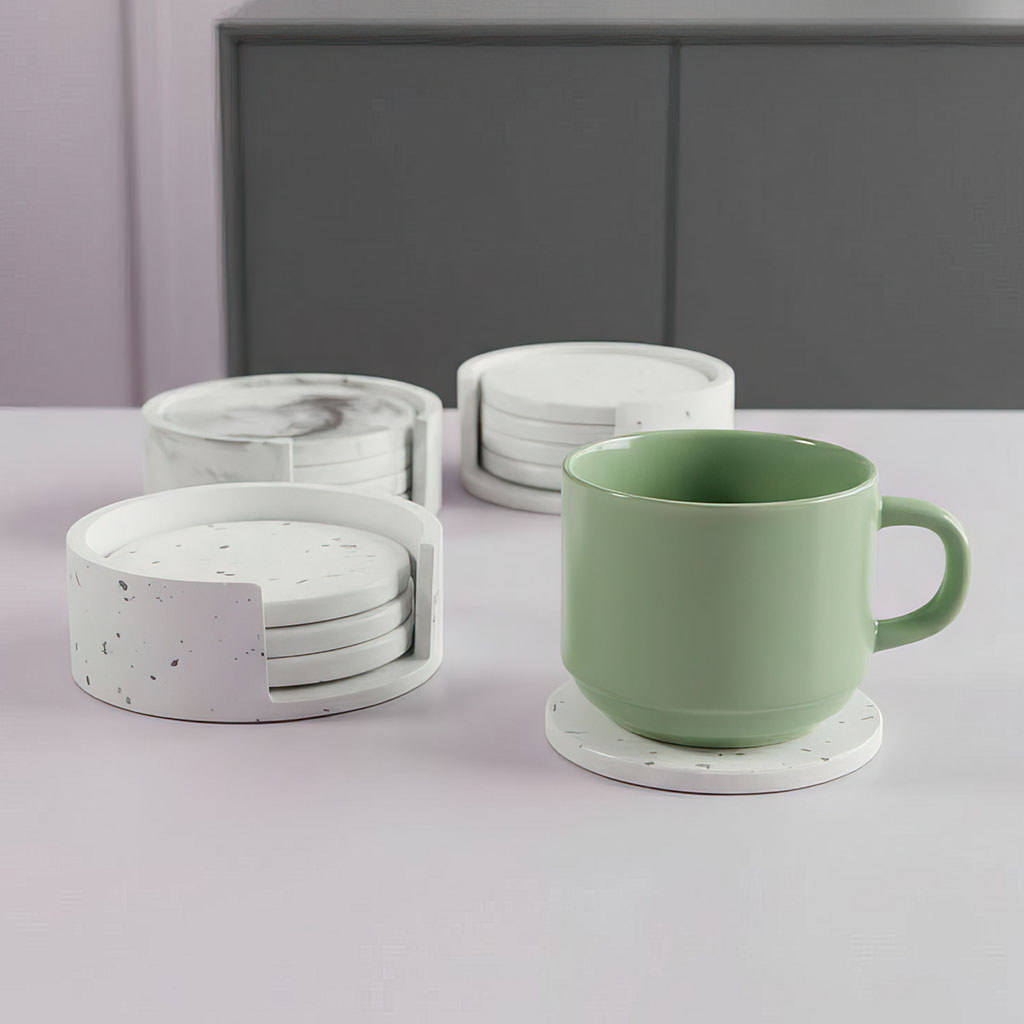 Jual Set Tatakan Gelas Cangkir (Isi 4) | Bahan Beton | Cup/Mug Concrete ...