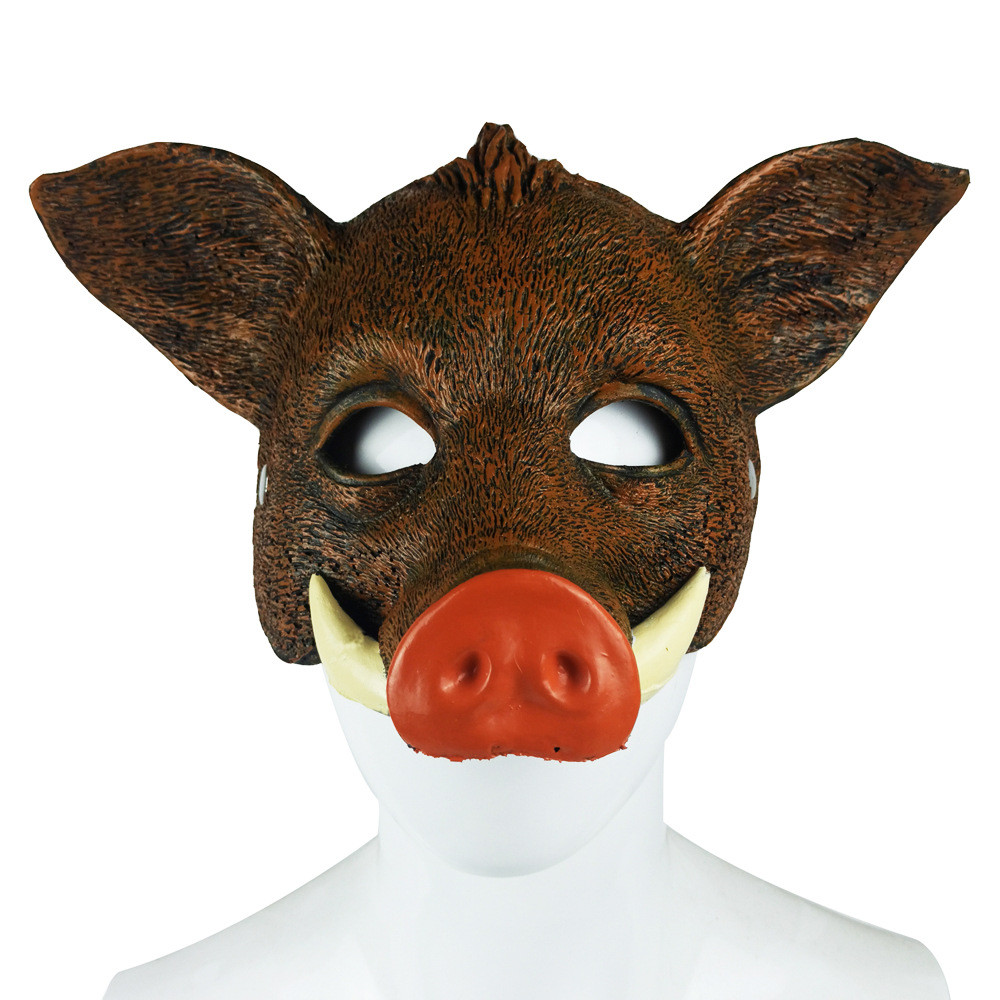 Jual 3D Realistic Wild Boar Face Mask PU Foam Pig Face Cover Dress Up Party Animal Cosplay Rave ...