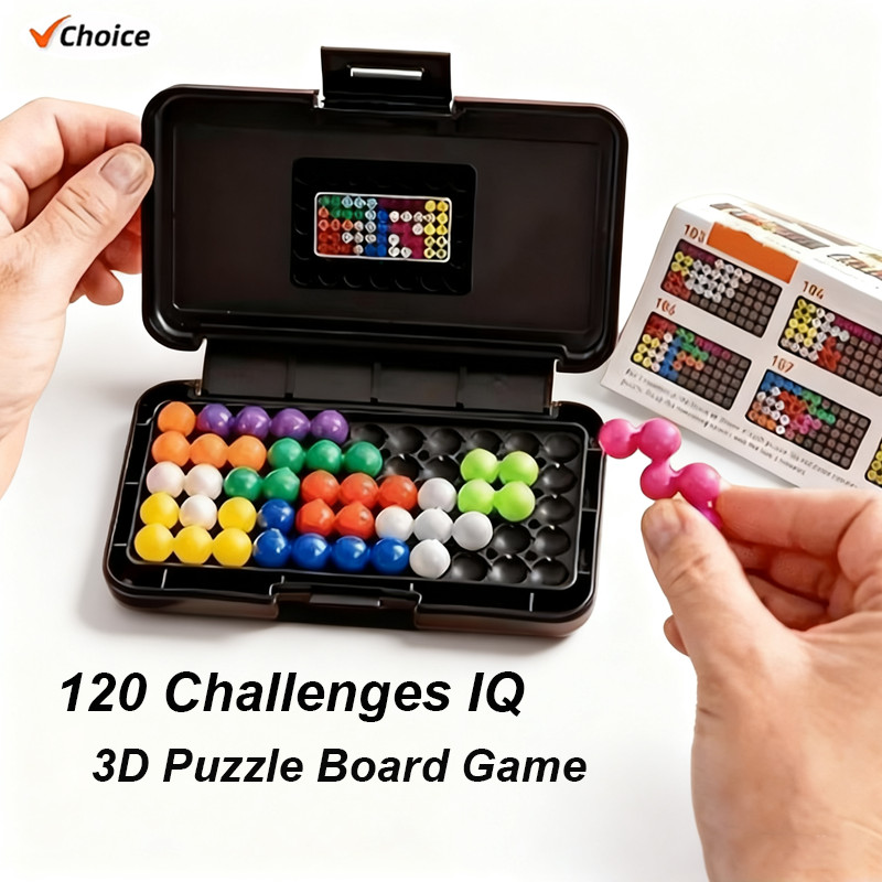 Jual 120 Challenges IQ 3D Puzzle Board Game Classic Pyramid Plate Pearl ...