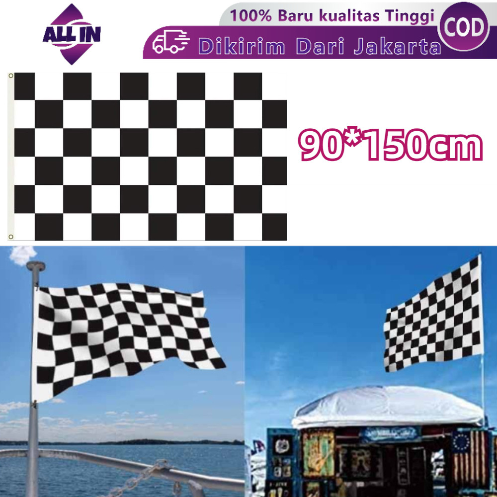 Jual 90 X 150cm Bendera Start Finish / Bendera Balap / Bendera Hitam ...