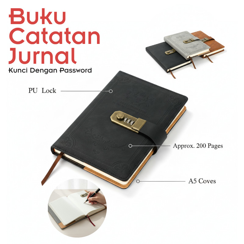 Jual Buku Catatan Aesthetic Kunci Password Jurnal Leather Notebook ...
