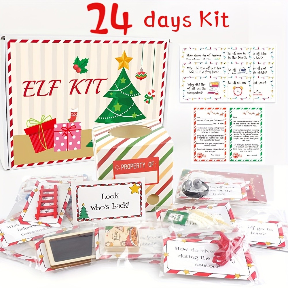 Jual 24-Day Elf Arrival Kit,Christmas Countdown Kit with Jokes and ...
