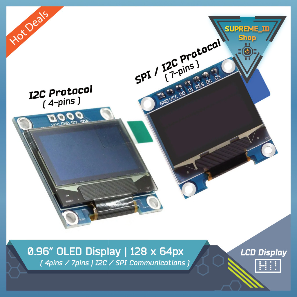 Jual 0.96 inch 4-pin 7-pin IIC I2C SPI LCD OLED Display Monitor Module ...