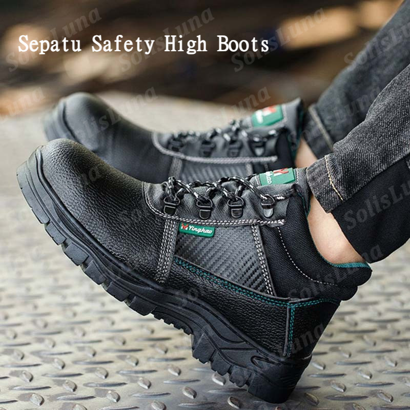 Jual Sepatu Anti Slip Safety High Boots Ujung Besi/Sepatu Safety Boots ...