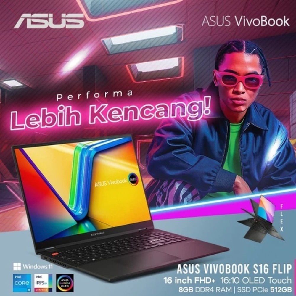 Jual ASUS VIVOBOOK S16 FLIP OLED TP3604VA TOUCH I5 1335 8GB 512GB W11 ...