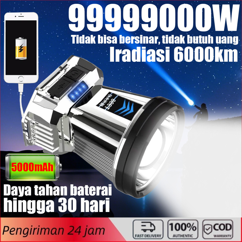 Jual Lampu Depan Headlamp outdoor Senter Kepala 500 watt super terang ...