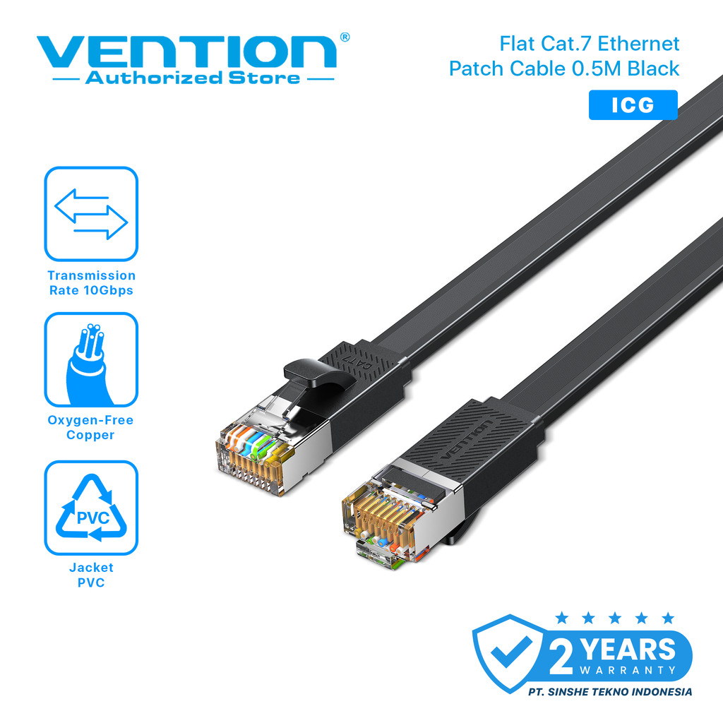 Jual Vention Flat Cat7 LAN Cable 10Gbps Kabel Jaringan RJ45 Gigabit ...