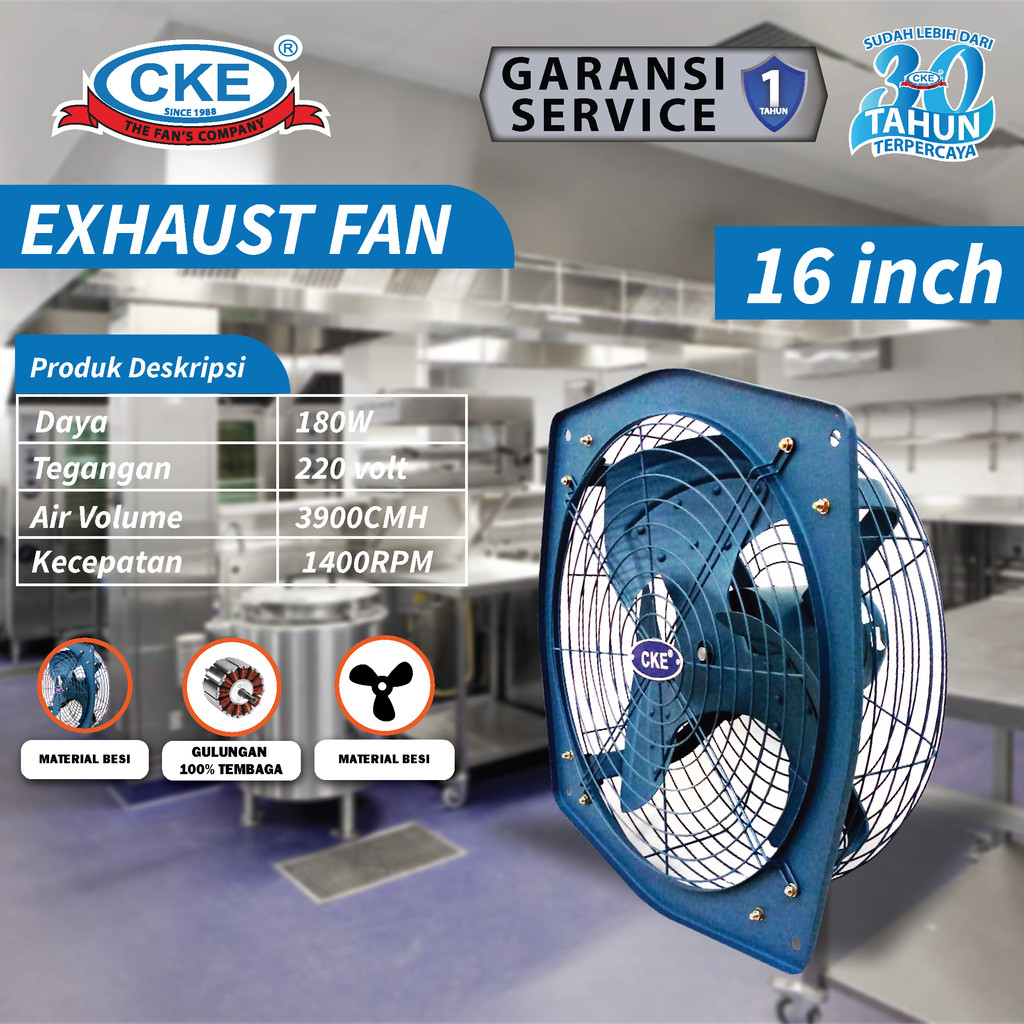 Jual CKE Exhaust Fan EFL-EX16/1-YL Low Noise CKE 16 Inch 220V Fan ...