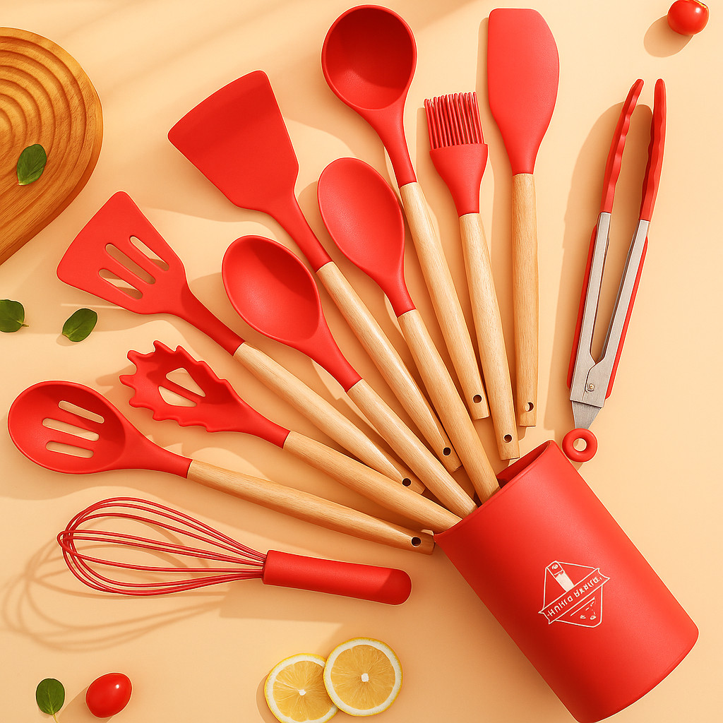 Jual SPATULA SILIKON 12pcs Kitchen Set Spatula Alat Masak Dapur Tahan ...
