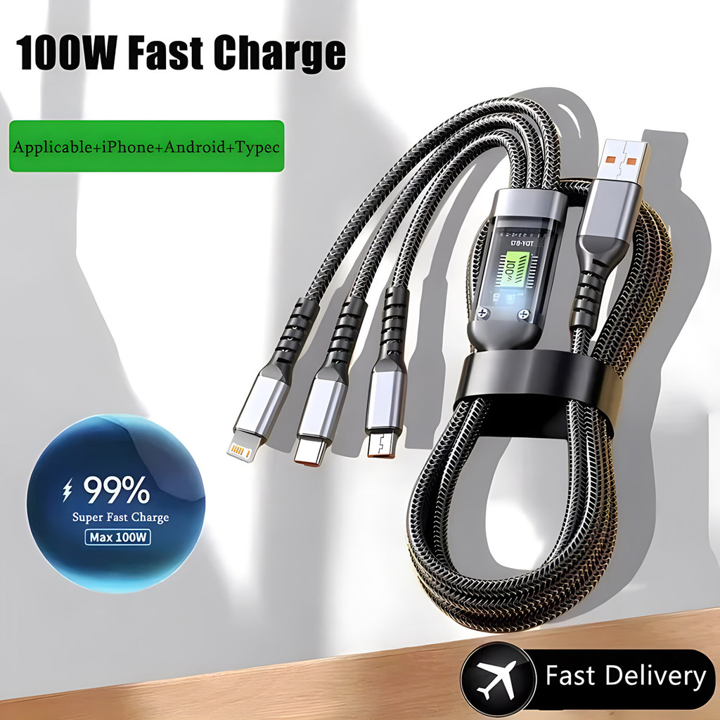Jual 100W Fast Charging Cable Multi Charger Cable Nylon Braided ...