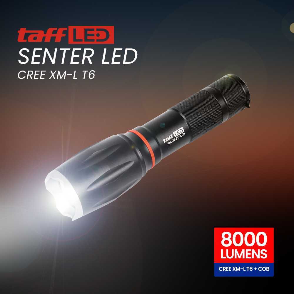 Jual Paket Senter LED Torch Cree XM-L T6, Senter Taktis Super Terang ...