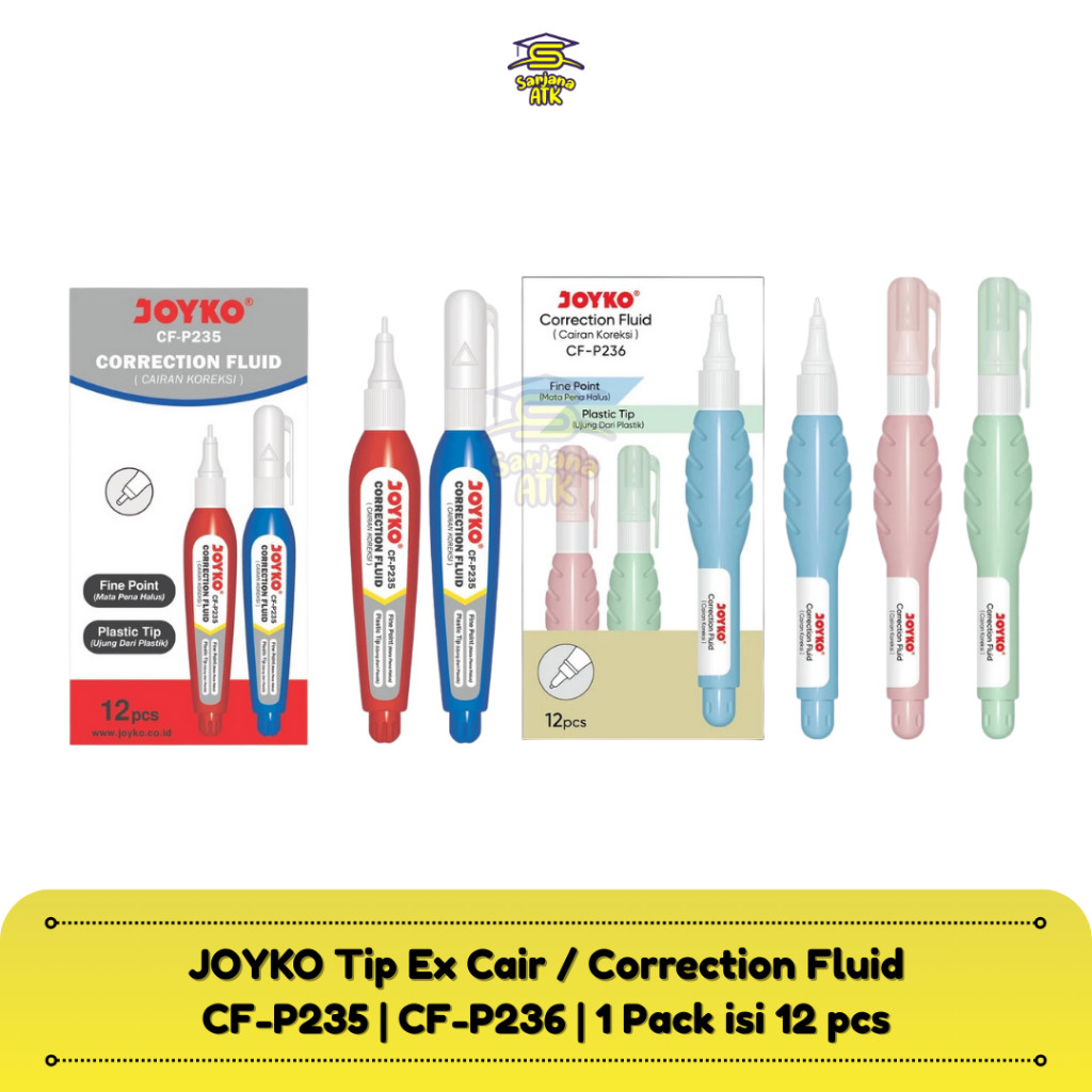 Jual (12 Pcs) 1 Pack JOYKO Correction Fluid / Cairan Koreksi Penghapus ...