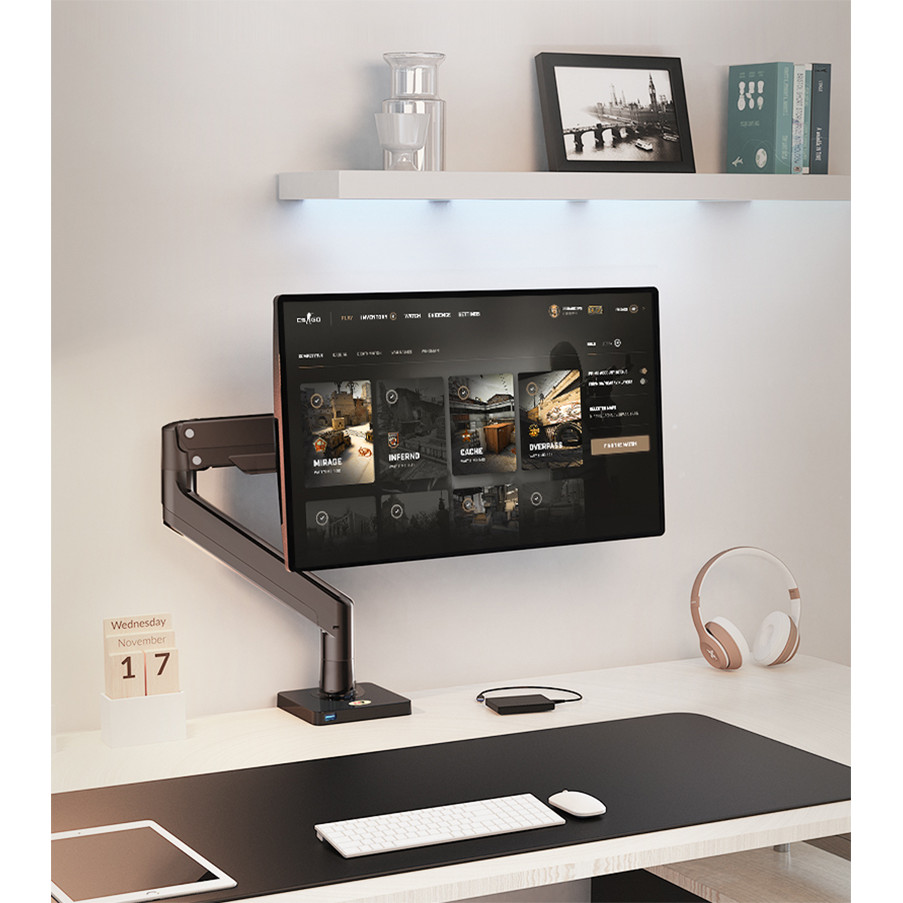 Jual Gas Spring Arm 22-40 inch Curved Arc Screen Desktop Monitor Holder ...