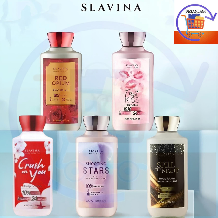 Jual SLAVINA Body Lotion Series 350 ml (First Kiss | Shooting Star ...