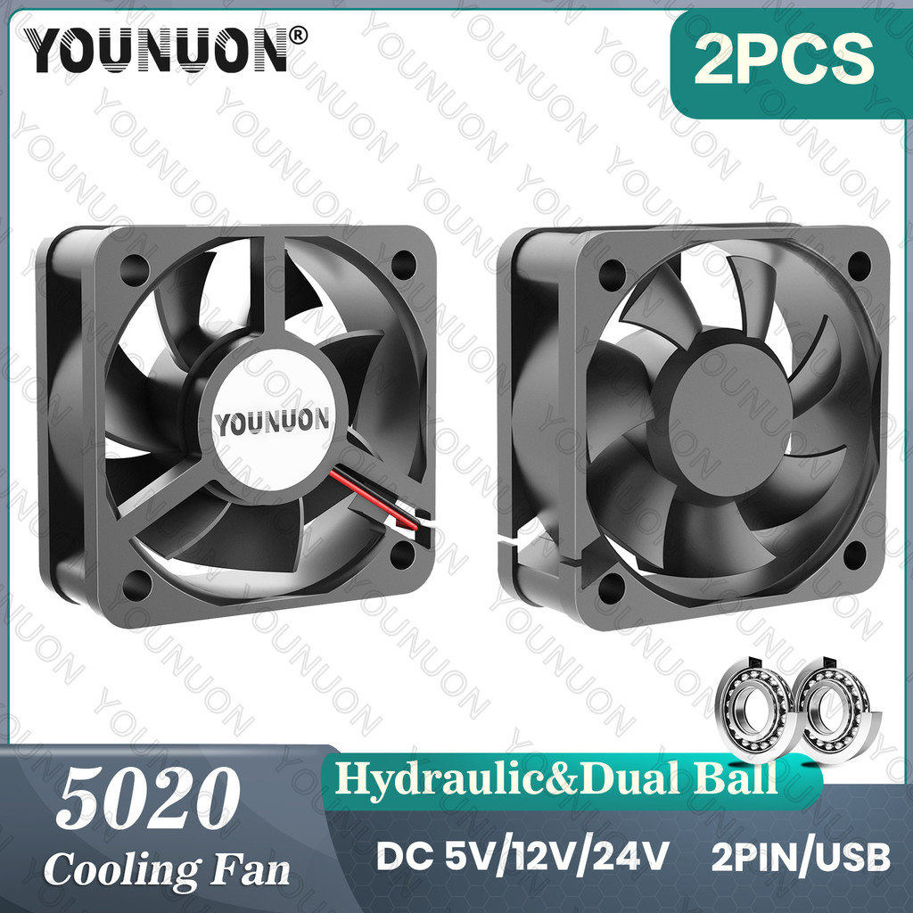Jual 2 Pieces 50mm 5cm 50x50x20mm DC Brushless Fan 5V/12V/24 Cooling ...