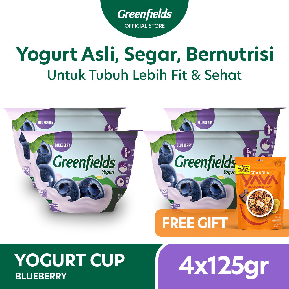 Jual [Bundling 4] Greenfields Yogurt Cup Blueberry 125gr - Fresh Yogurt ...