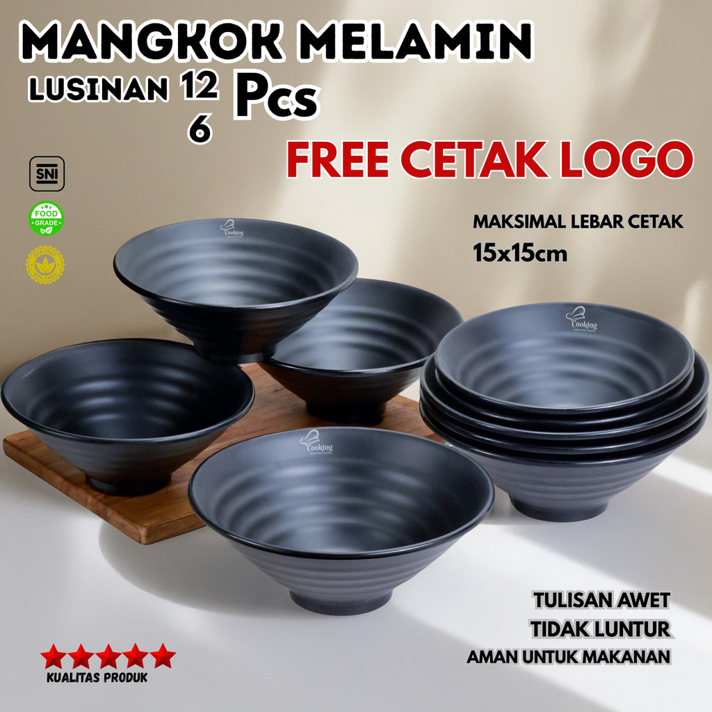 Jual Mangkuk Ramen Melamin Lusin 6/12pcs + FREE Cetak Logo | Mangkuk ...