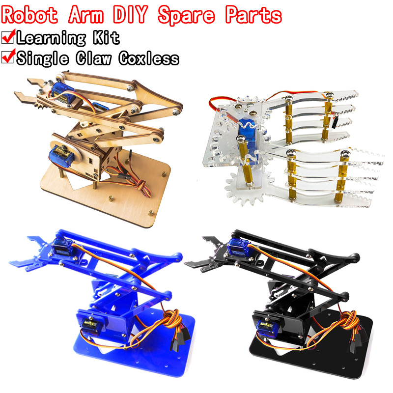 Jual SG90 MG90S 4 DOF Unassembly Acrylic Meanical Arm Robot Manipulator ...