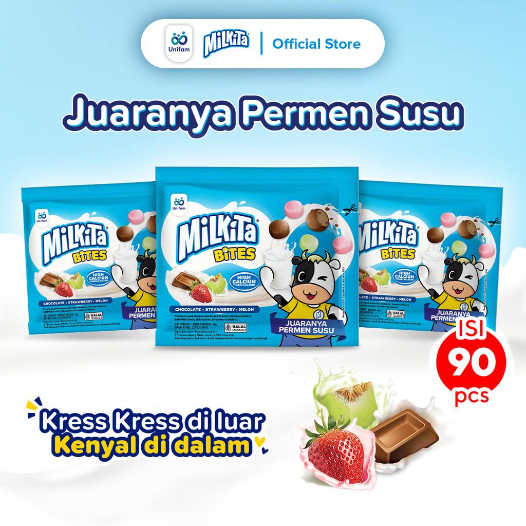 Jual 9 Renceng Milkita Bites Permen Susu Asli - (1 Renceng isi 10 pack ...