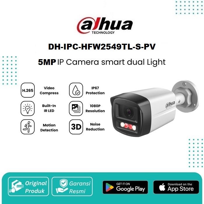 Jual Dahu DH-IPC-HFW2549TL-S-PV 5MP 3K Smart Audio Dual Light CCTV IP ...
