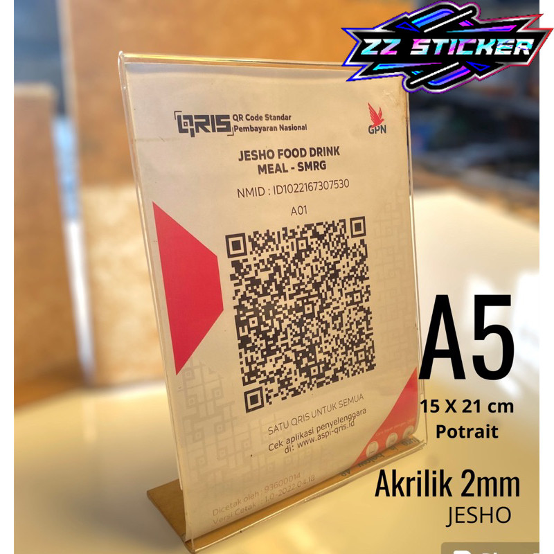 Jual Akrilik tent card holder A5 Tipe L potrait tempat brosur / Qris ...