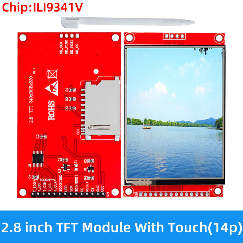 Jual 2.8" 240x320 SPI TFT LCD Serial Port Module With PCB Adapter Micro ...