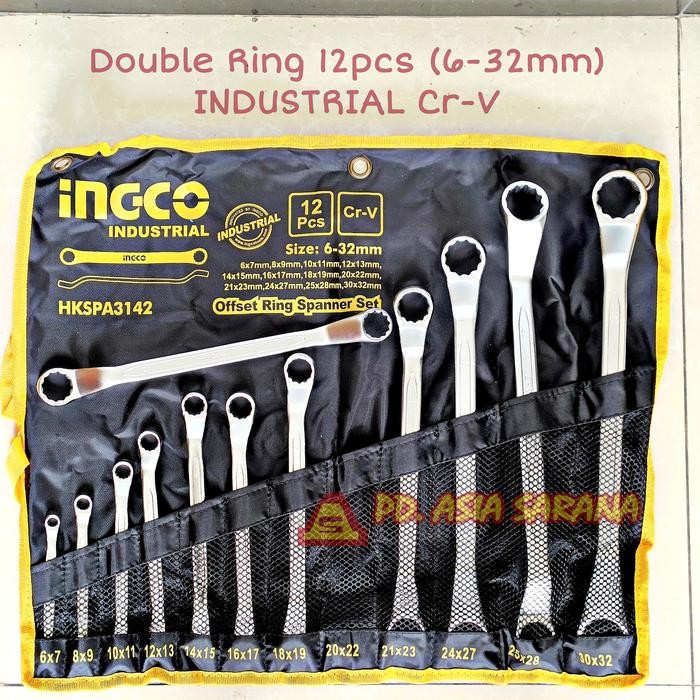 Jual Kunci Double Ring 6-32mm Set 12pcs INGCO HKSPA3142 Offset Spanner ...