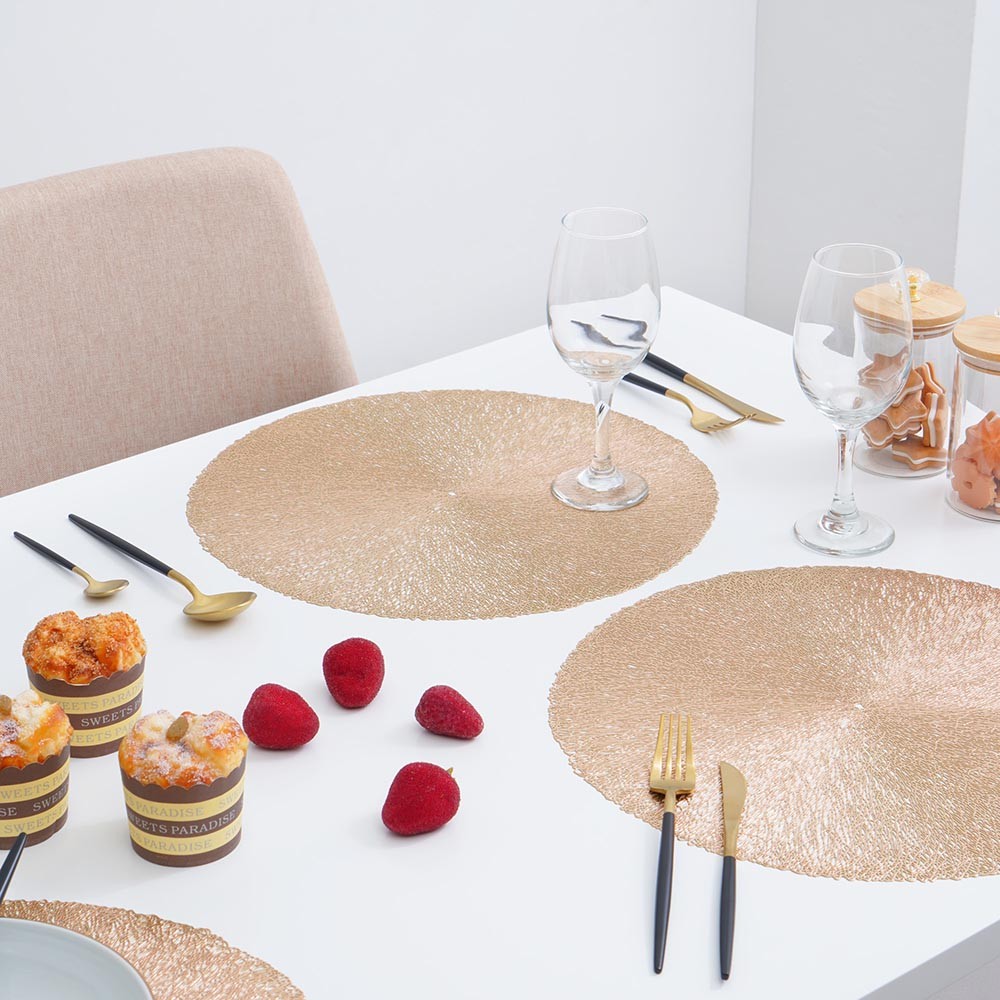 Jual Informa Appetite Set 4 Pcs Lacer Tatakan Piring Round - Gold Plate ...