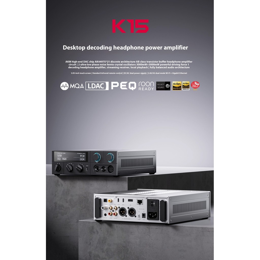 Jual FiiO K15 Desktop DAC Headphone Amplifier High-end AKM DAC AK4497S*2 With 3.93-inch ...