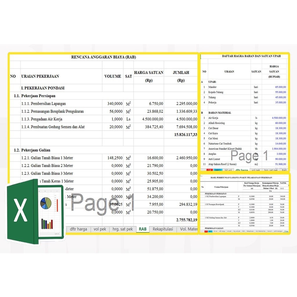 Jual Aplikasi RAB Otomatis Excel Rumus Perhitungan Rencana Anggaran ...