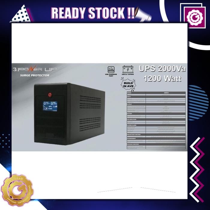 Jual Ups Power Up 2000 + Stabilizer Ups 2000VA / 1200W lcd display ...